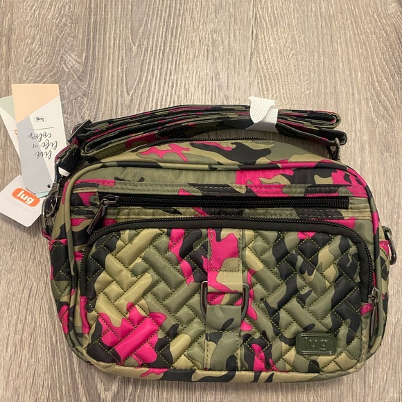 lug | Bags | Lug Carousel Camo Green Pink Multi Pocket Rfid Crossbody ...